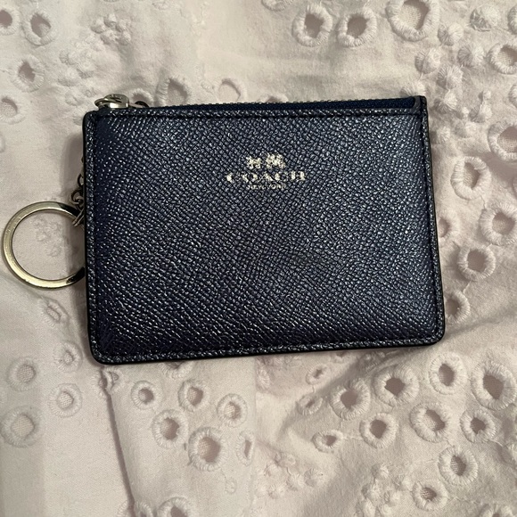 Coach | Bags | Coach Metallic Blue Key Card Wallet | Poshmark